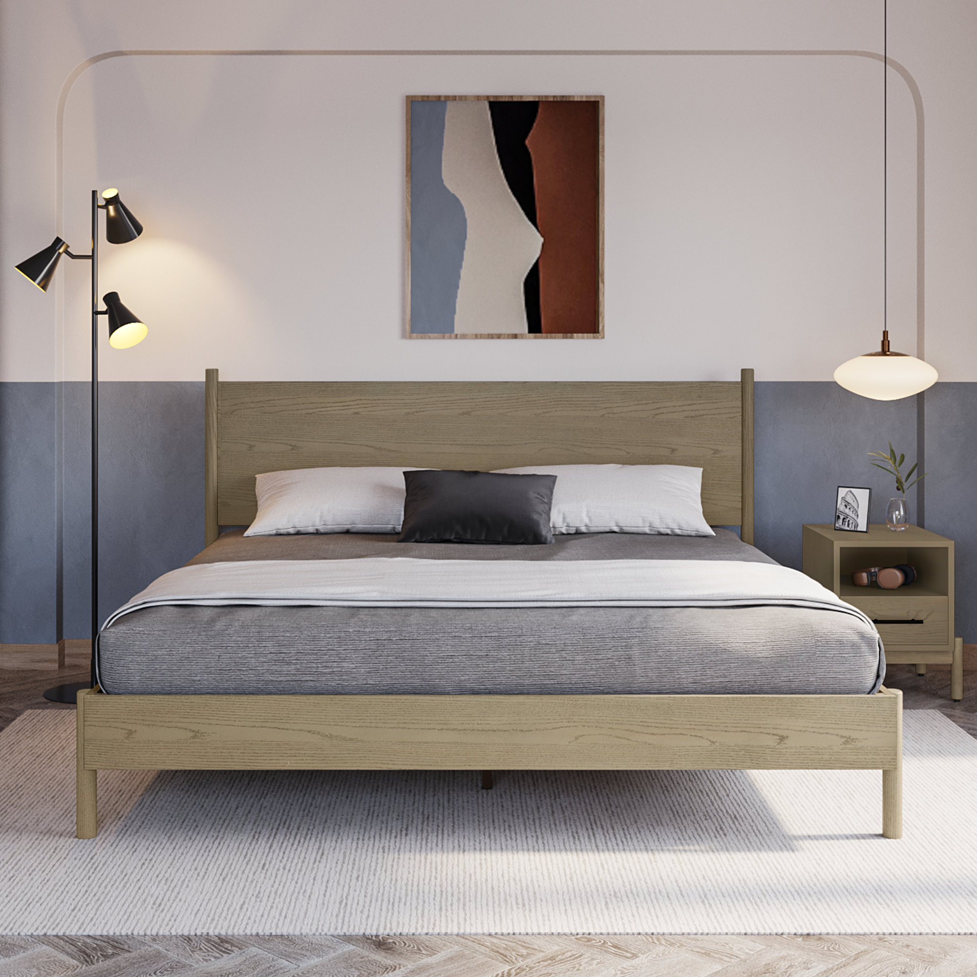 Latitude Run® Hartl Solid Wood Platform Bed with Headboard ...