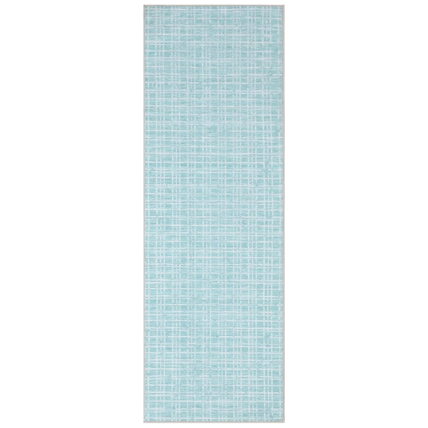 Ebern Designs Washable Rug, Modern Plaid Rug With Non-Slip, Low Pile ...
