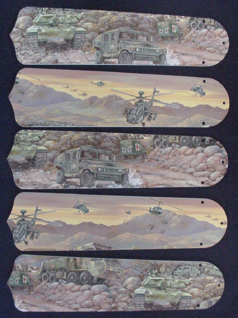 Ceiling Fan Designers Army Tanks Military Helicopter 5 Piece 21" Blade ...