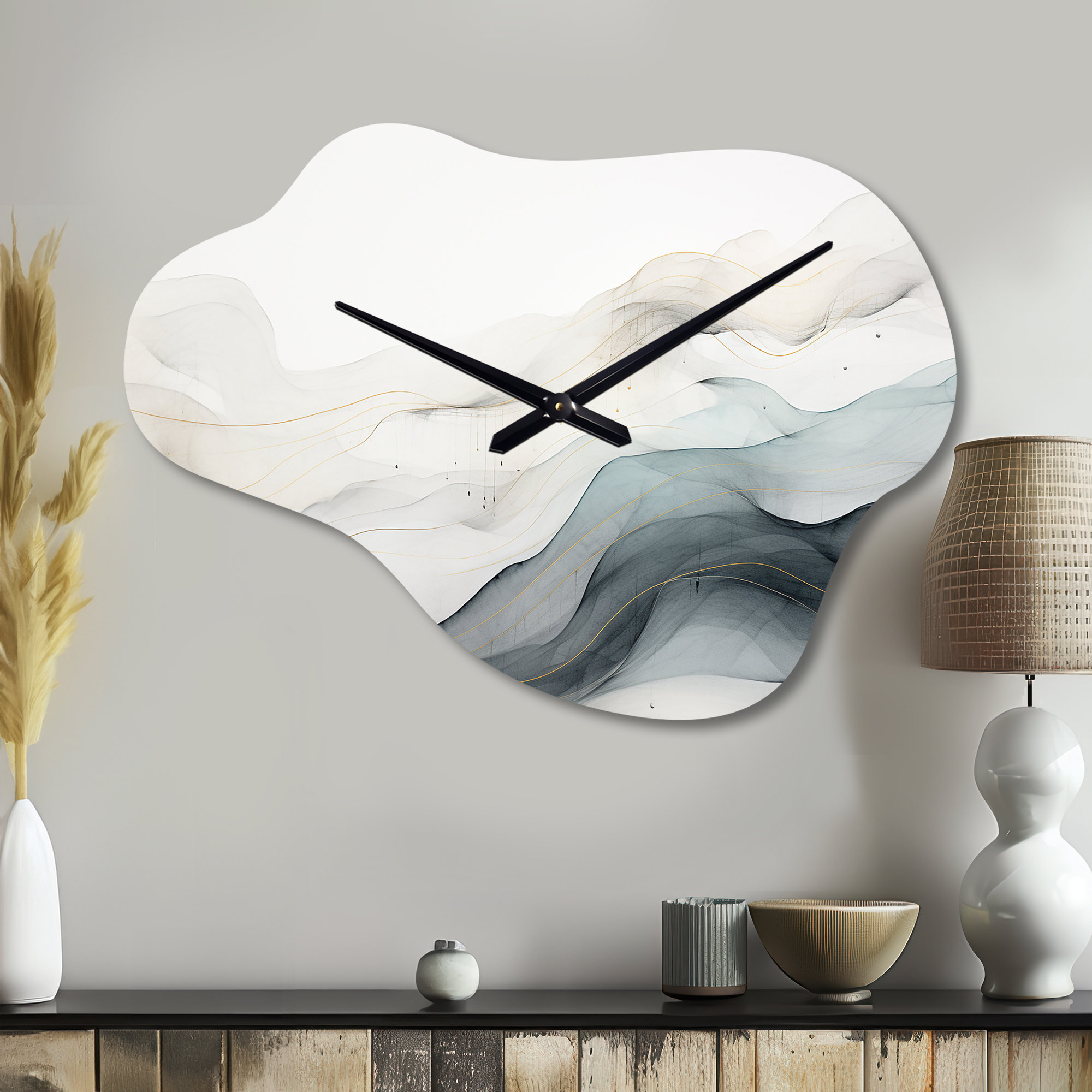 Design Art Blue Grey Line Art Conceptual Abstract II - Cloud Shape ...