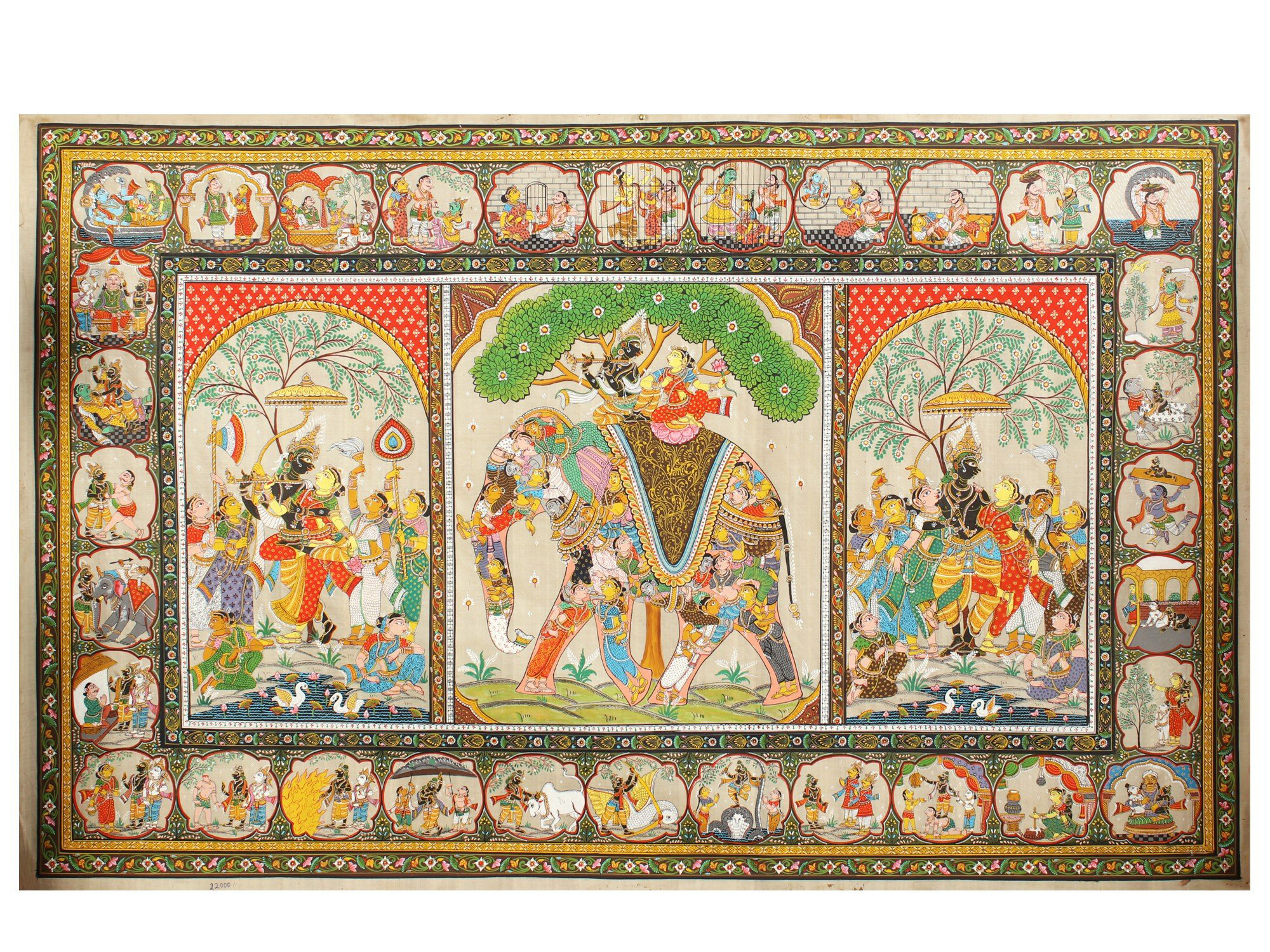 Exotic India Krishna On Elephant (The Story Of Lord Krishna) | Patta ...