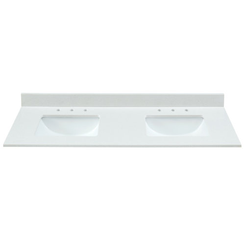 Tile & Top 61'' Marble Double Bathroom Vanity Top with Sink & Reviews ...