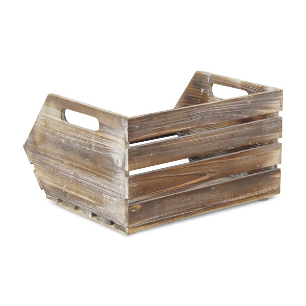 Millwood Pines Slat Stackable Storage Solid Wood Crate & Reviews | Wayfair