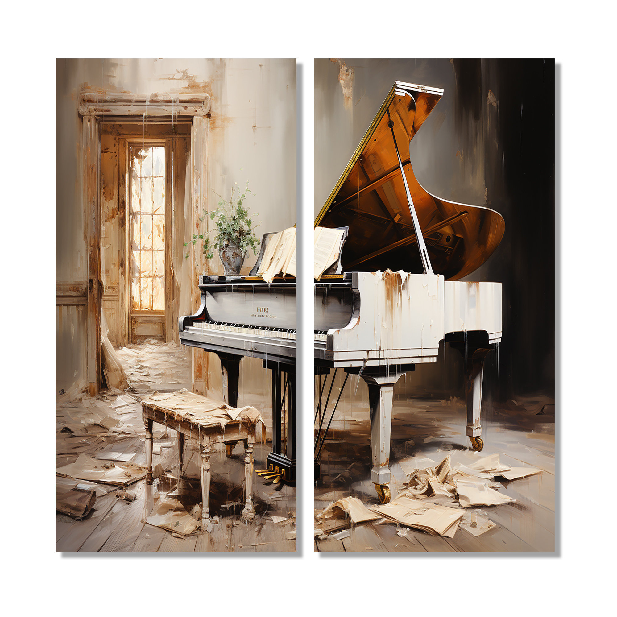 Latitude Run® Rustic Grand Piano Melody - Music Music Piano Canvas Wall ...