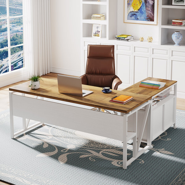 Latitude Run® Lympsham 2 - Piece Home Office Executive Desk and Lateral ...