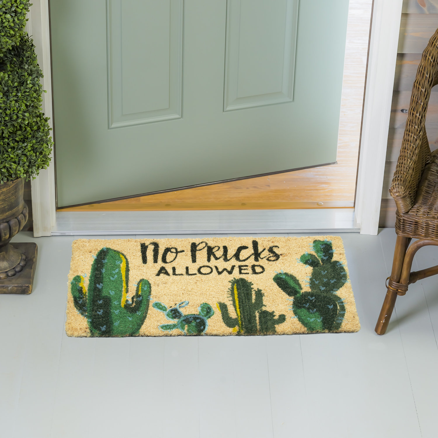 Trinx Non-Slip No Pricks Allowed Outdoor Doormat & Reviews | Wayfair