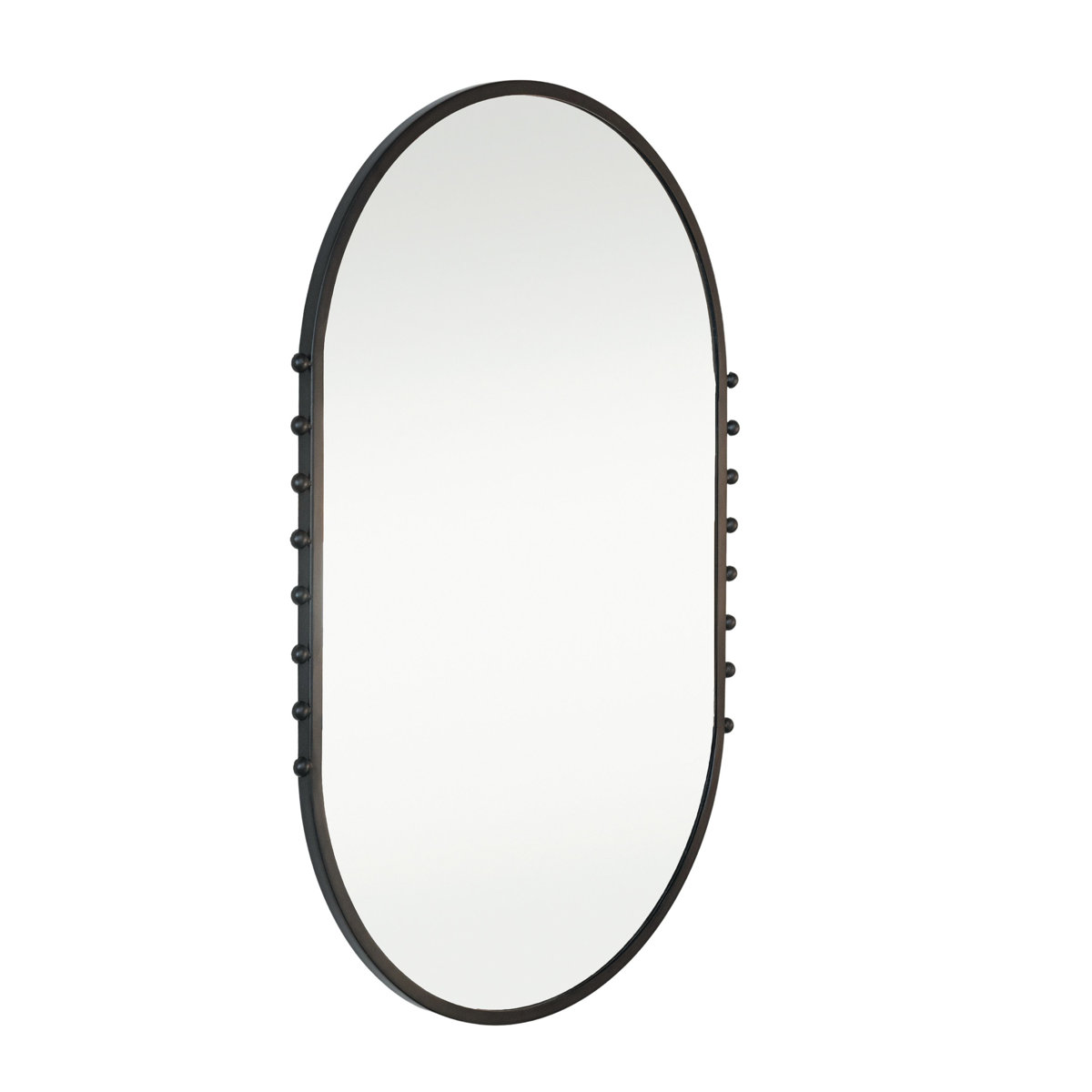 Ebern Designs Metal Framed Oval Wall Mirror With Balls | Wayfair