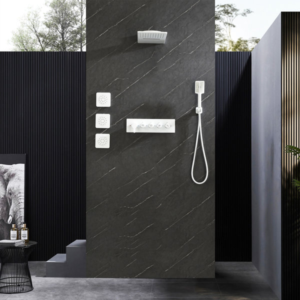 SMARTLET Wall Mounted Waterfall Rain Shower System With 3 Body Jets And ...