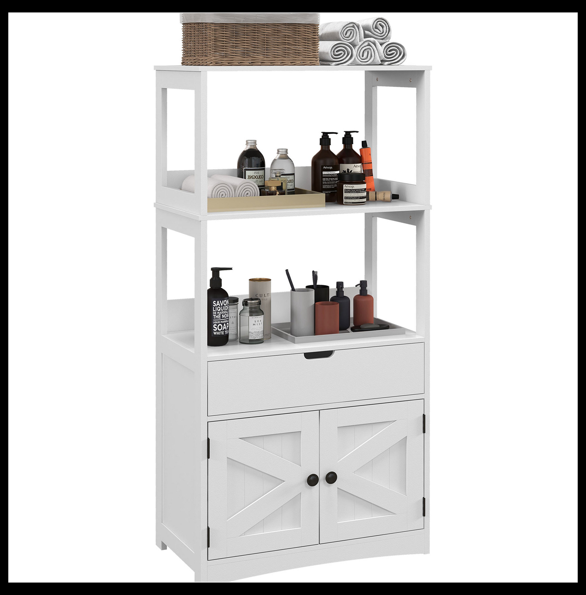 Rebrilliant Nikera Farmhouse Bathroom Floor Cabinet | Wayfair