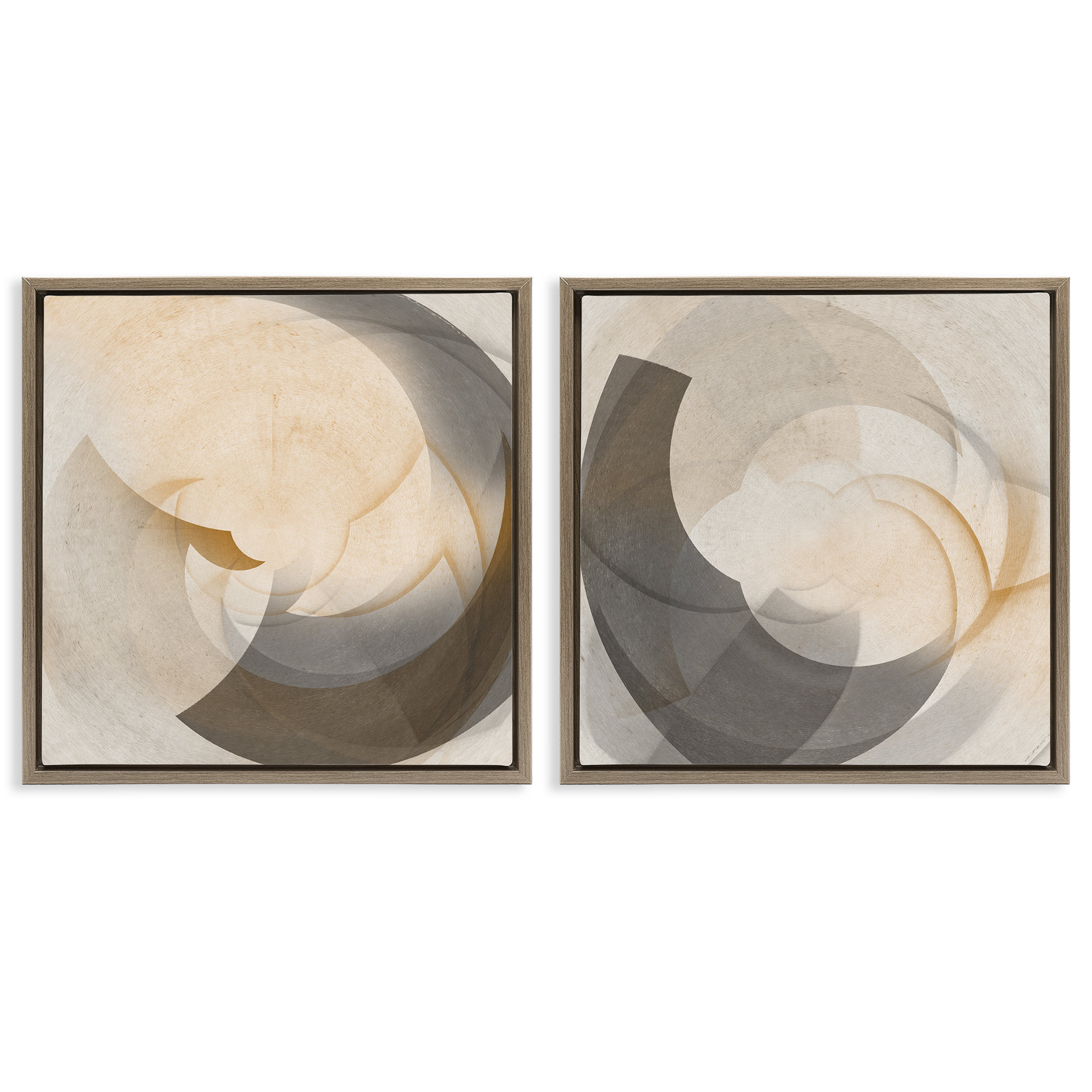 Ivy Bronx Shadowed Swoop Abstracts 2 PC Framed Floater Canvas Set by ...