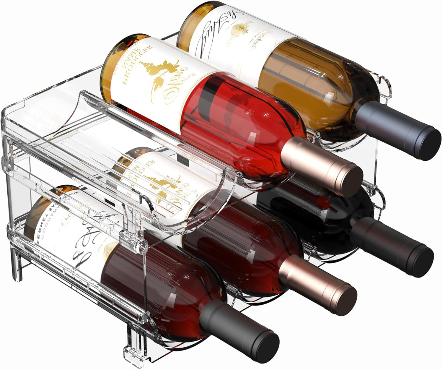 Latitude Run® Plastic Stackable Wine Rack For Refrigerator, 2 Tier ...