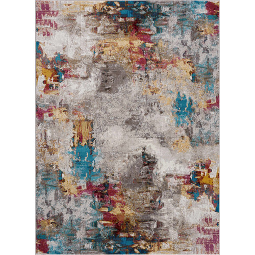 17 Stories Contemporary Abstract Modern Colorful Area Rug | Wayfair