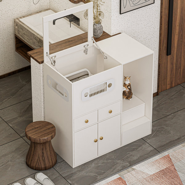 Tucker Murphy Pet™ Geordy Cat Litter Box Enclosure Top Entry, No Need ...