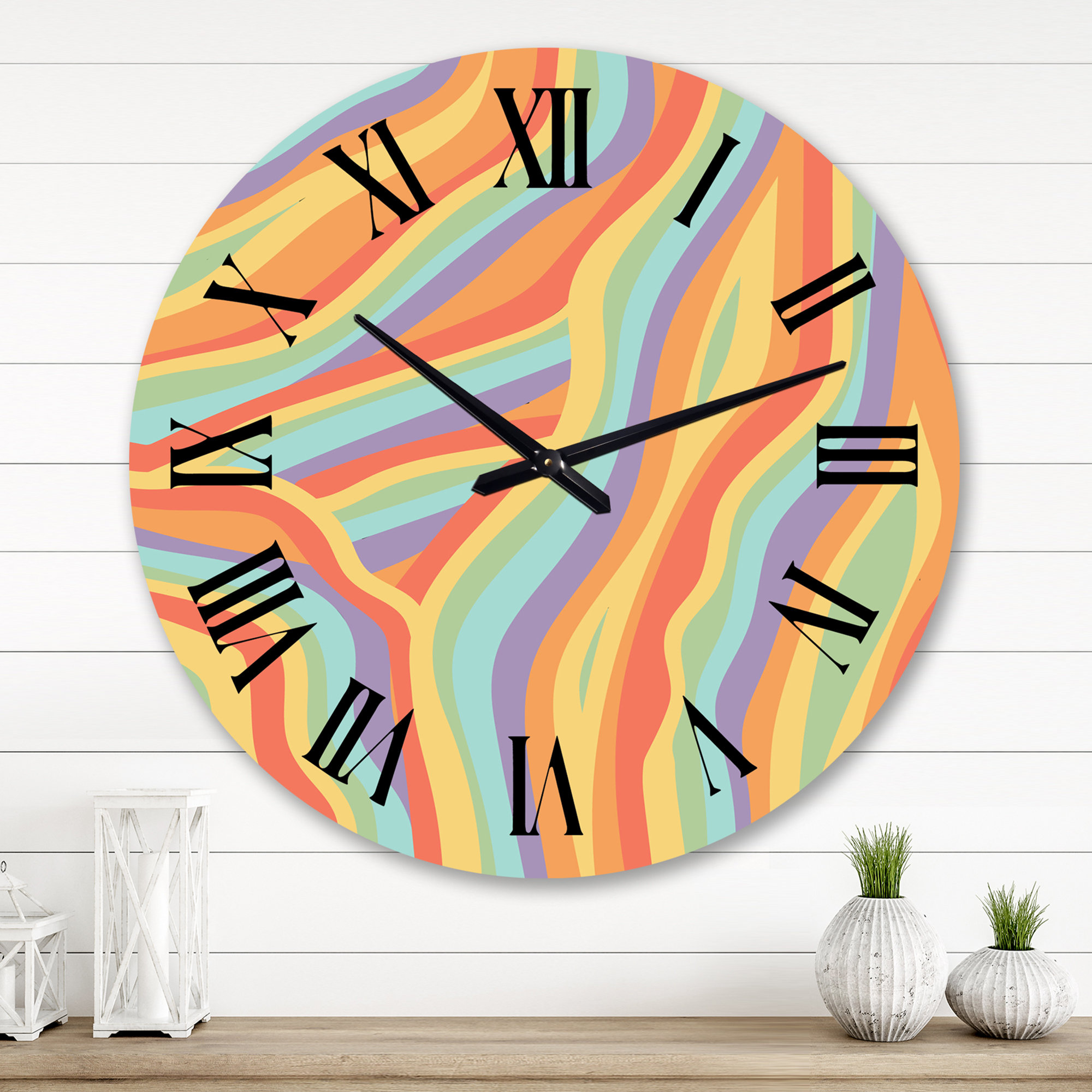 East Urban Home Oversized Retro Geometrical Rainbow Shapes II Wall ...