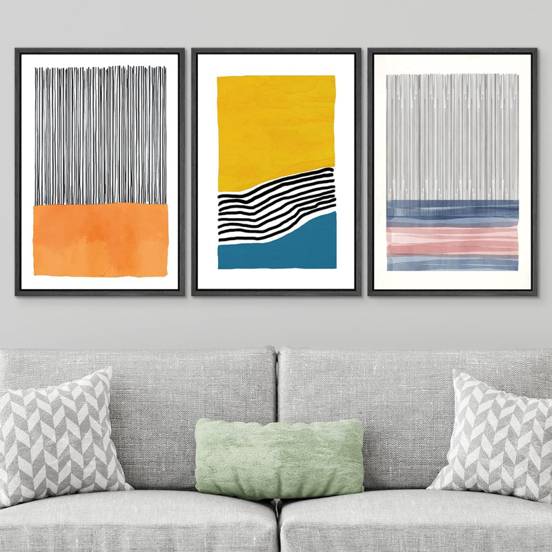 IDEA4WALL Abstract Vibrant Color Blocks Orange, Yellow, Blue And Pink ...