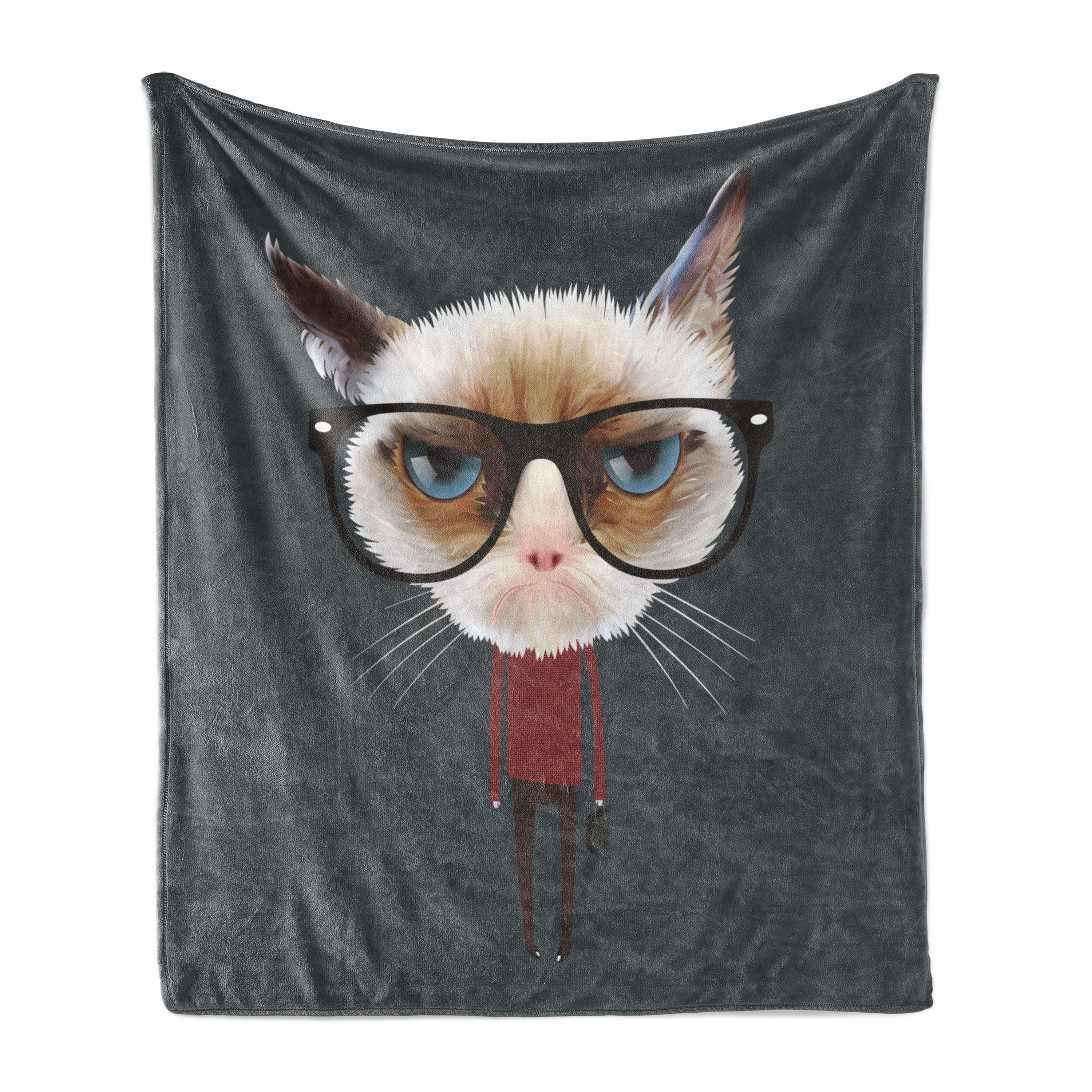 Ambesonne Cat Fleece Throw Blanket Hipster Feline with Giant Head ...