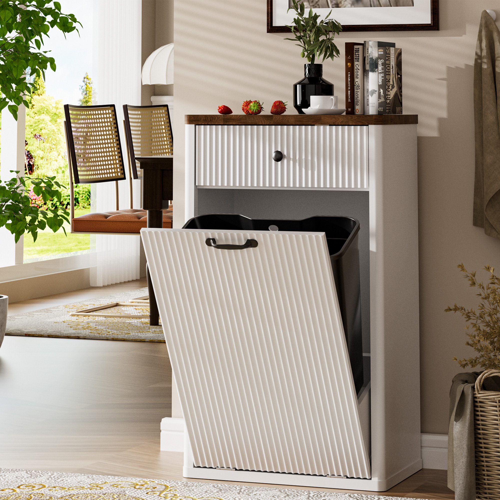 AHB 13 Gallons Tilt Out Trash Can Cabinet Hidden Kitchen Waste Bins ...