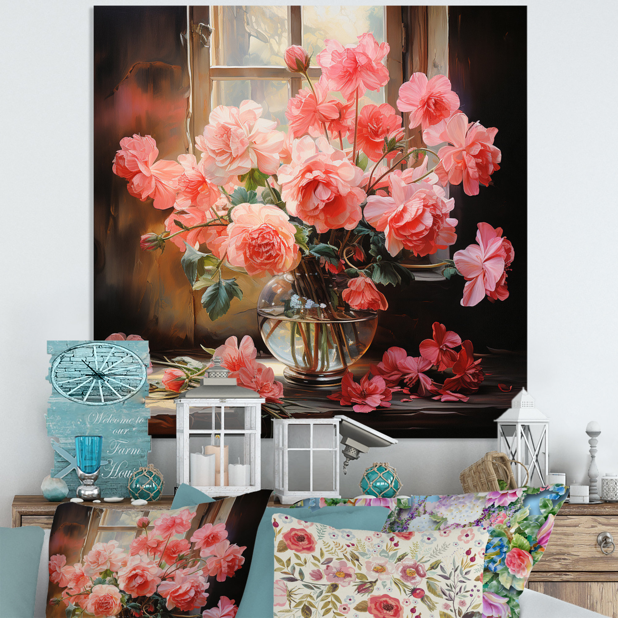 Wildon Home® Pink Geraniums Romantic Impression - Floral Print on Metal ...