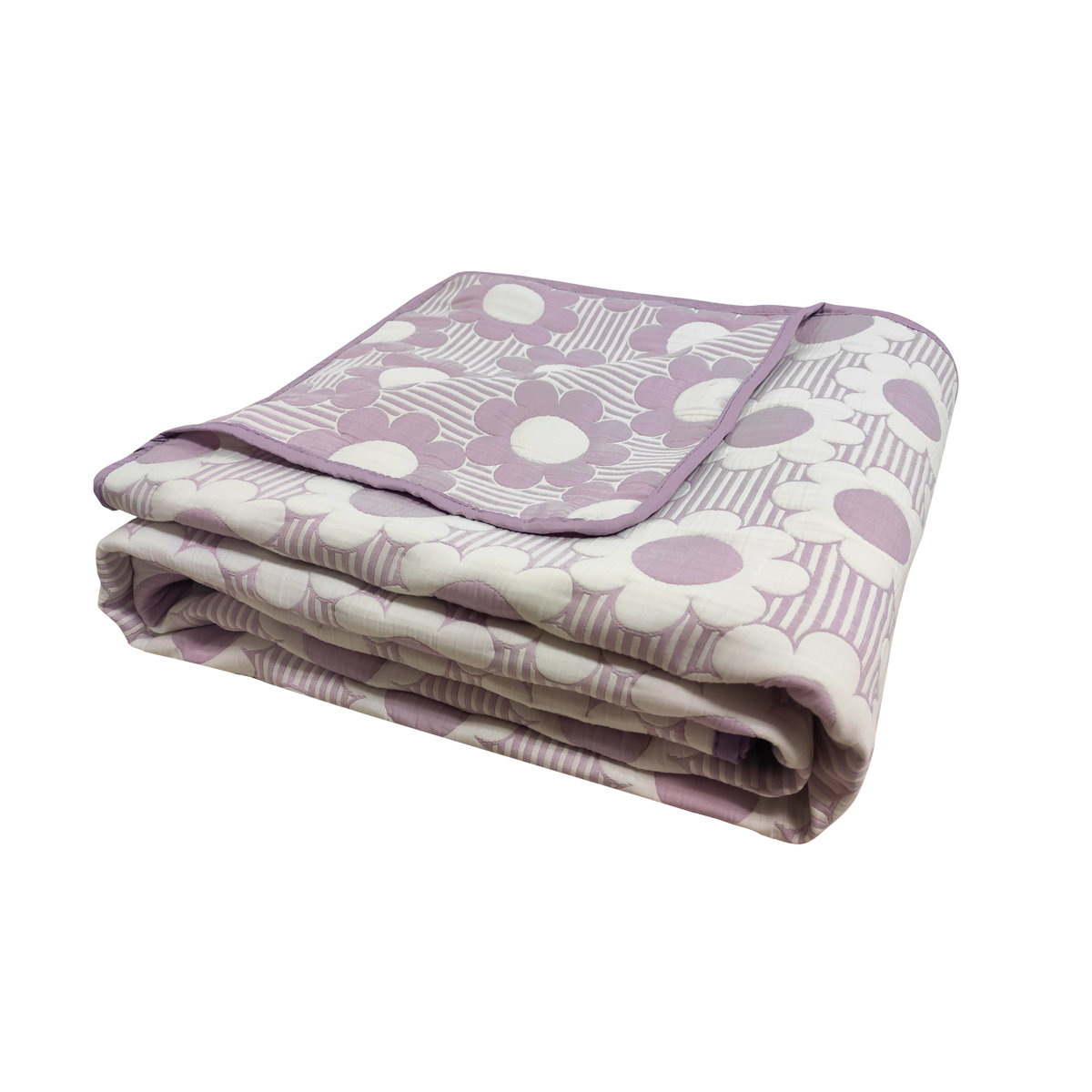 DESIGN STUDIO Daisy Flower Lilac Soft Woven Matelasse Jacquard Cotton ...