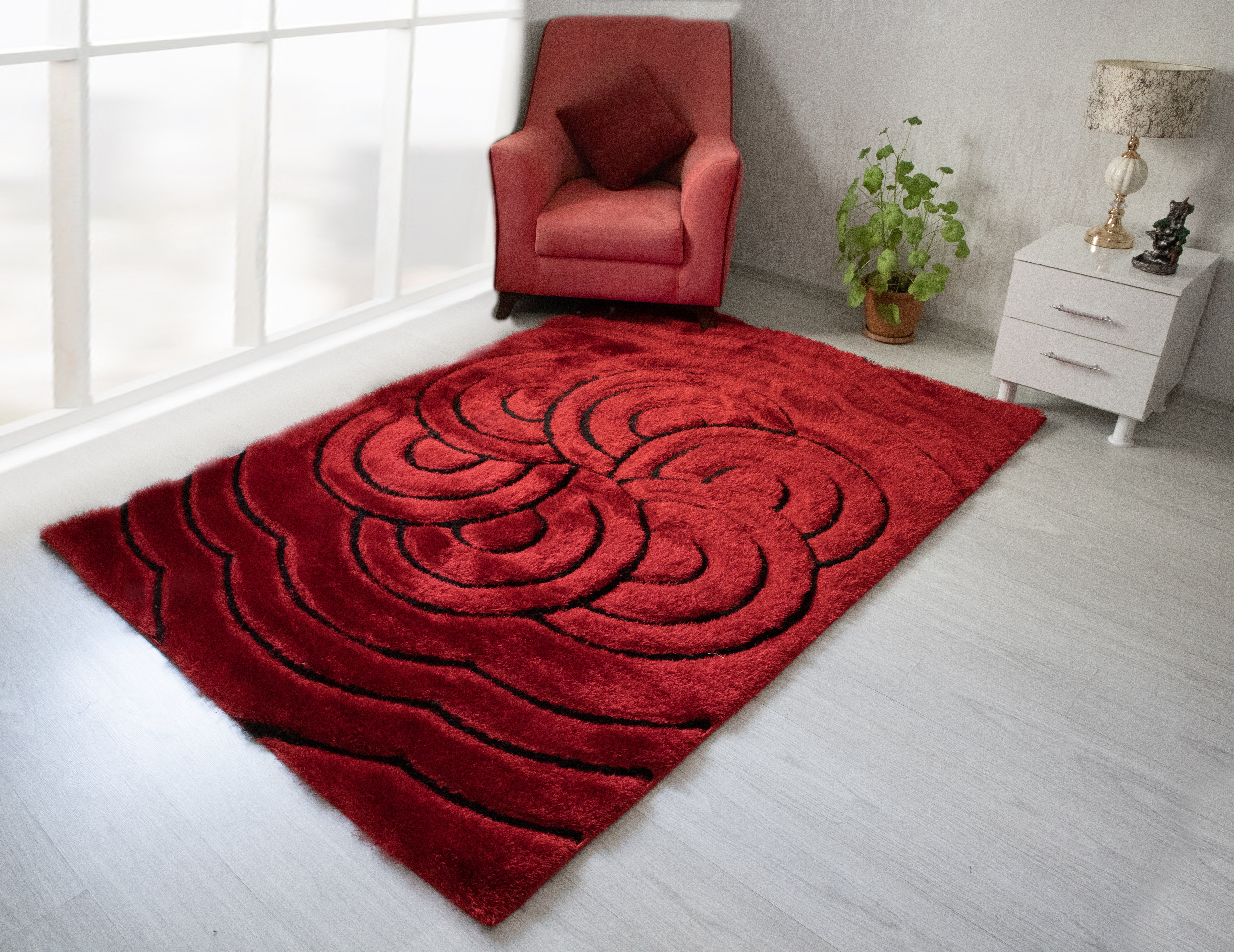 Orren Ellis Liyou Abstract Machine Woven Rectangle 5' x 7' Polyester ...