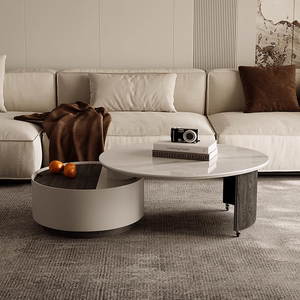 Wrought Studio™ Cream-style retractable rock plate coffee table | Wayfair