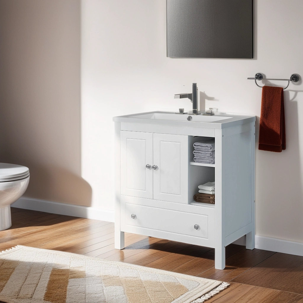 Winston Porter Onaje 30'' Single Bathroom Vanity with Ceramic Top | Wayfair