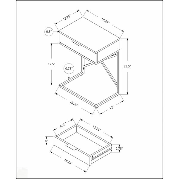 Latitude Run® Modern Accent Table With Storage Drawer, Ideal For Living ...