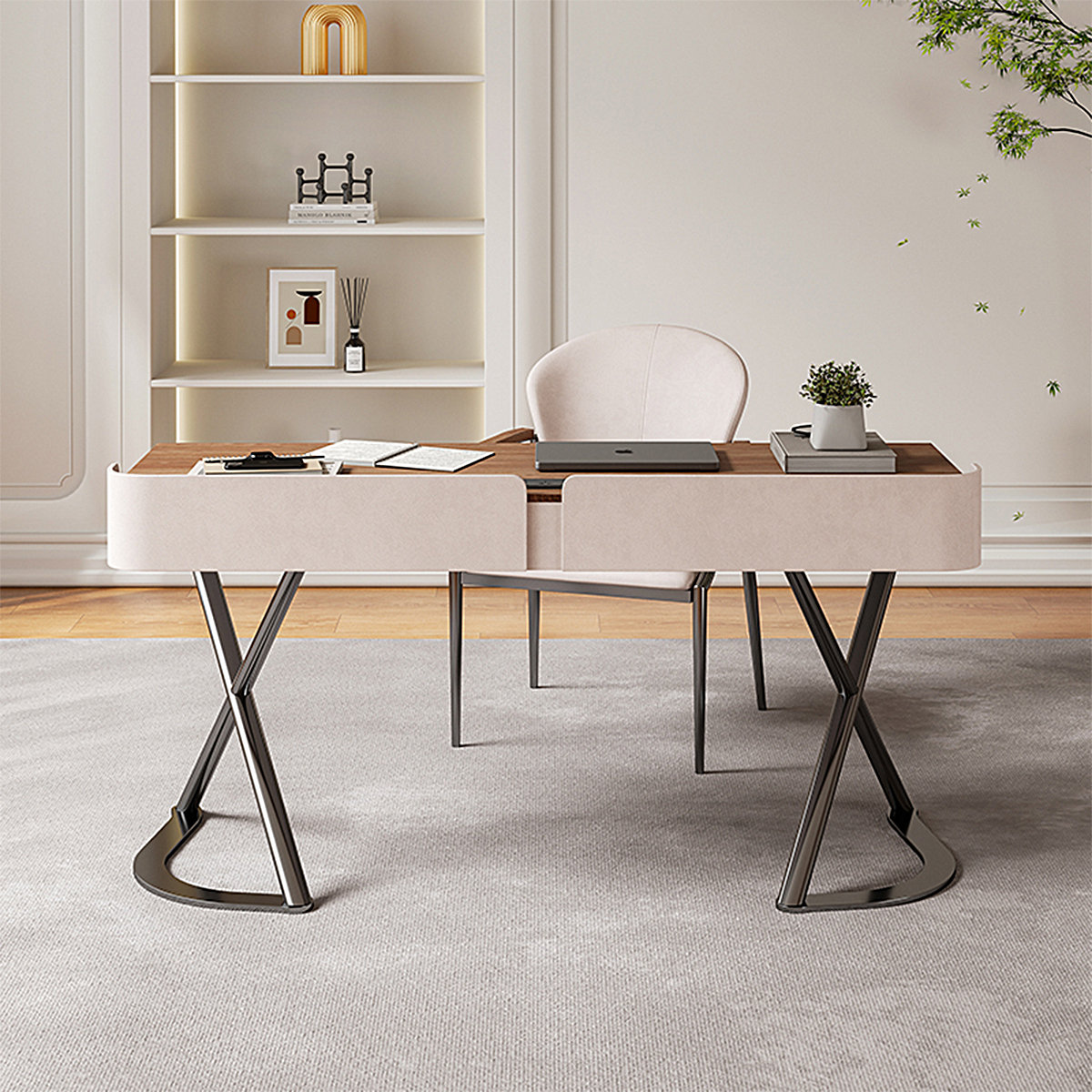 Isla Hopping Modern Minimalist Walnut-Coloured Solid Wood Double-Drawer ...