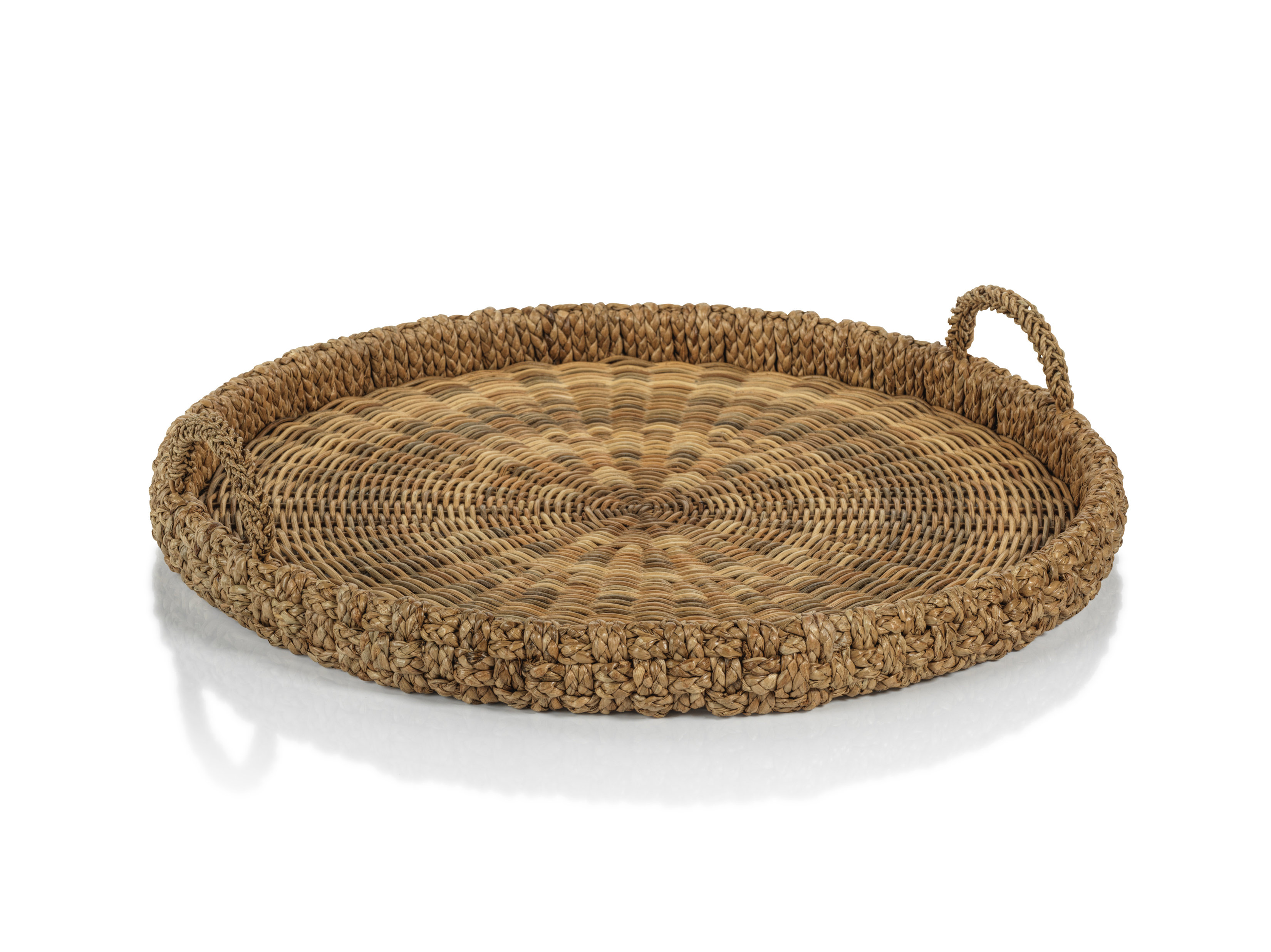 Zodax Teramo Braided Seagrass Round Tray with Glass Insert | Wayfair