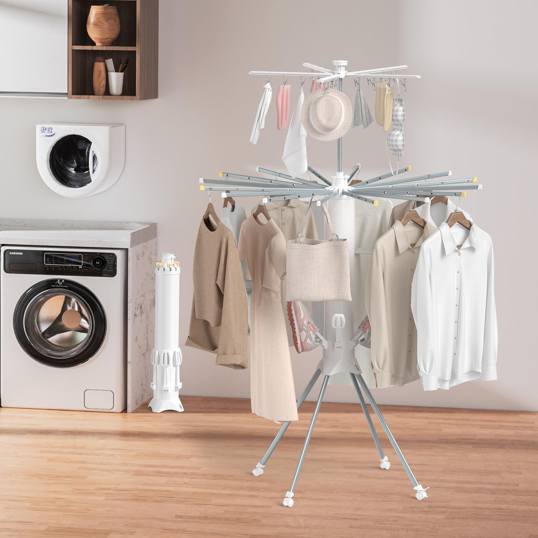 Corrigan Studio® Clothes Drying Rack Foldable, 4-Legged Laundry Drying ...