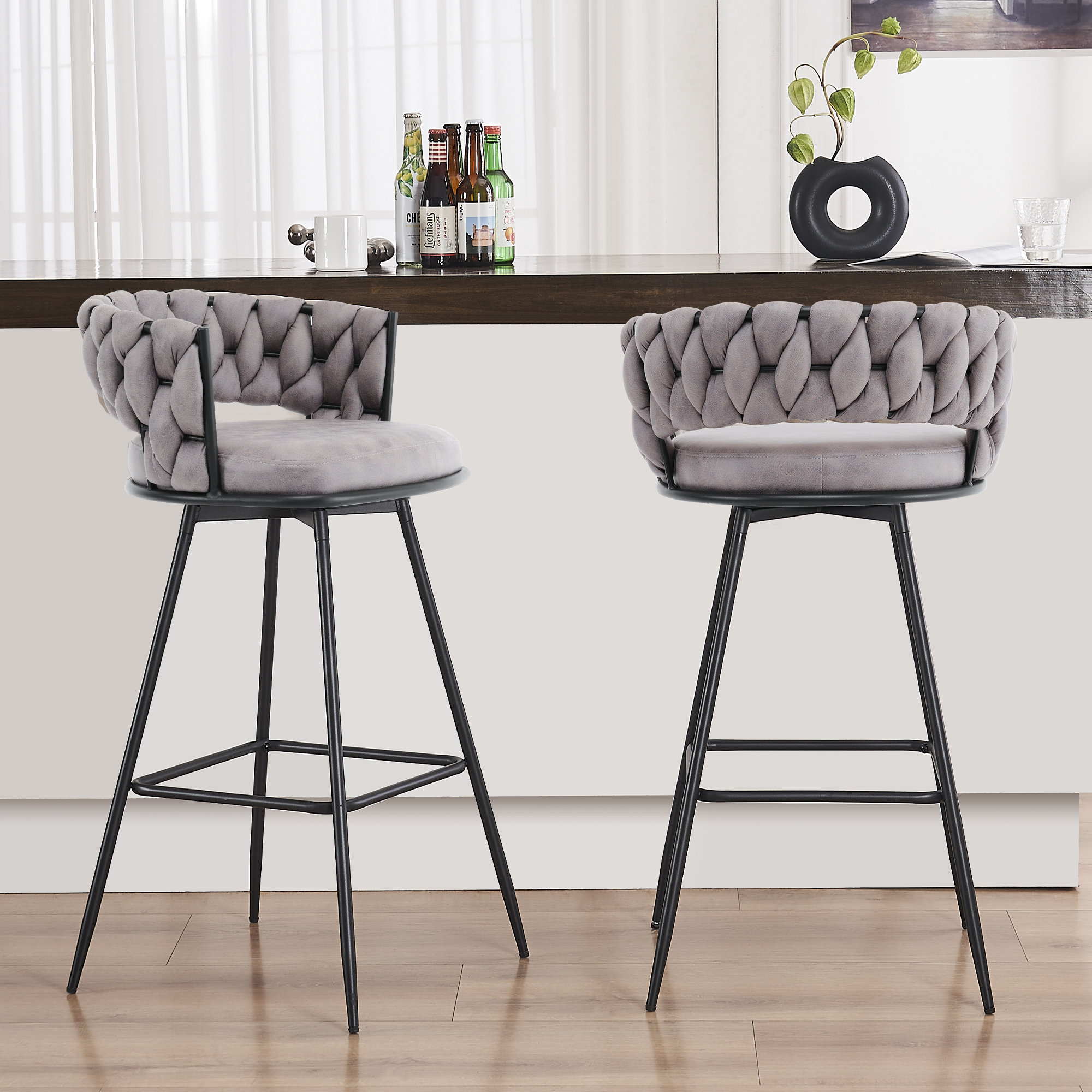 Corrigan Studio 360° Swivel Upholstered Suede Bar Stool - Wayfair Canada