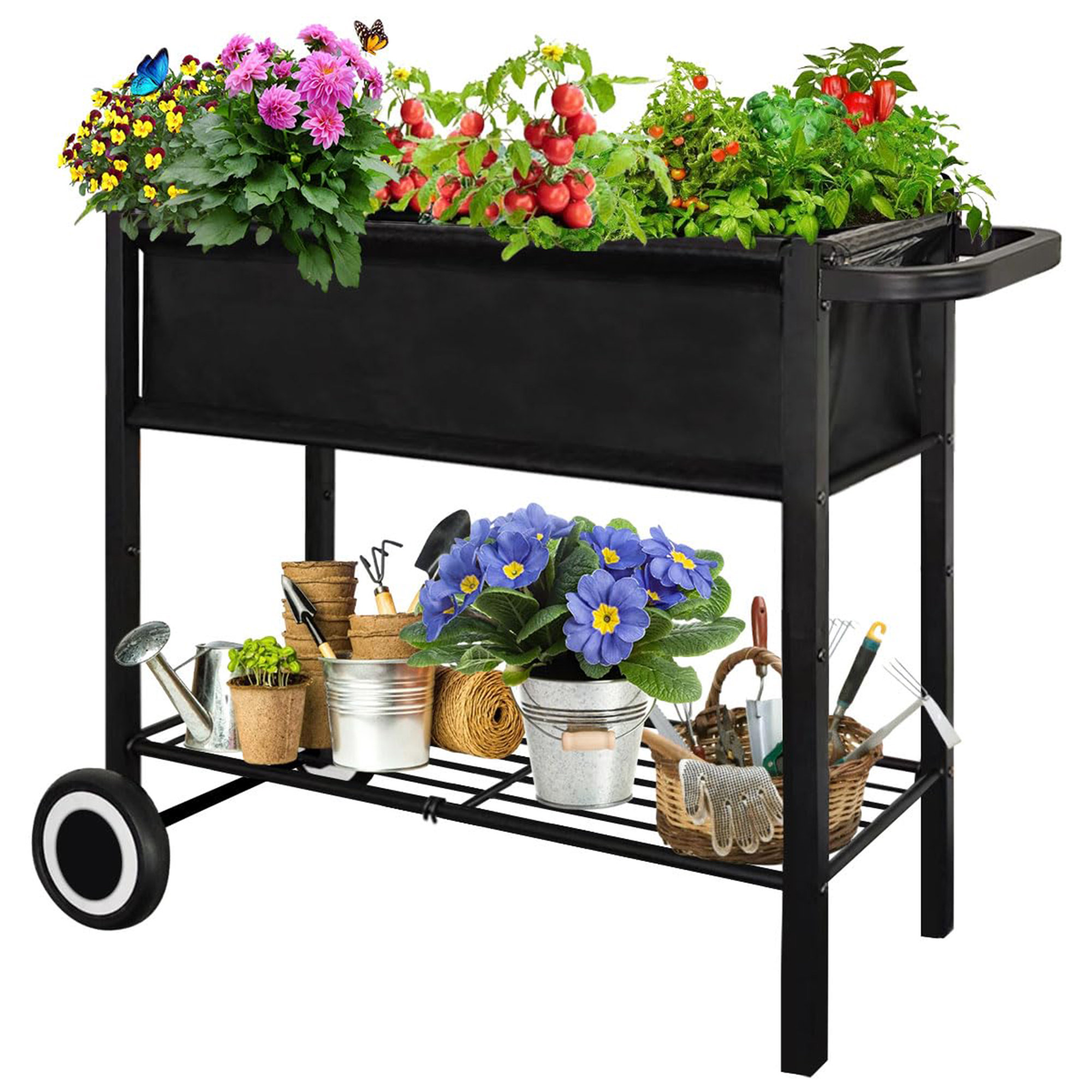 Hokku Designs Vertical elevated planter box cart with wheels - Wayfair ...