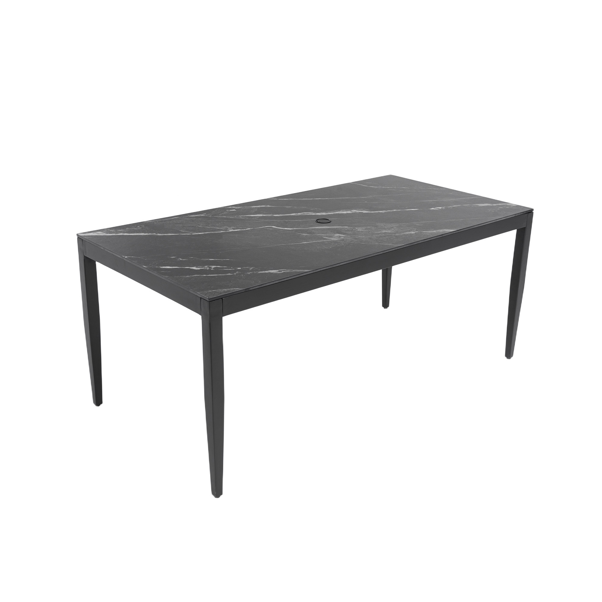 Ivy Bronx Jamari Patio Dining Table with Sintered Stone Top & Umbrella ...