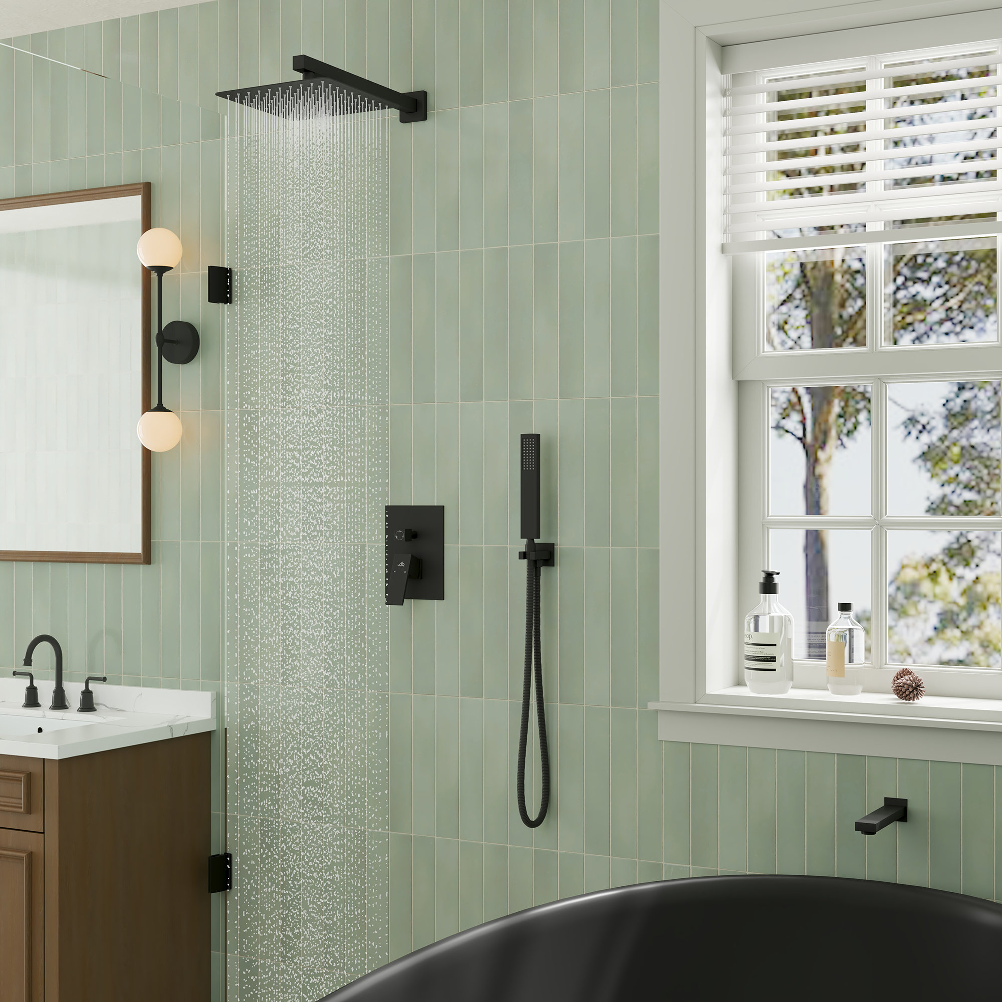 CASAINC 10inch 3 Function Wall Mount Complete Rainfall Shower System with Rough in-Valve ...