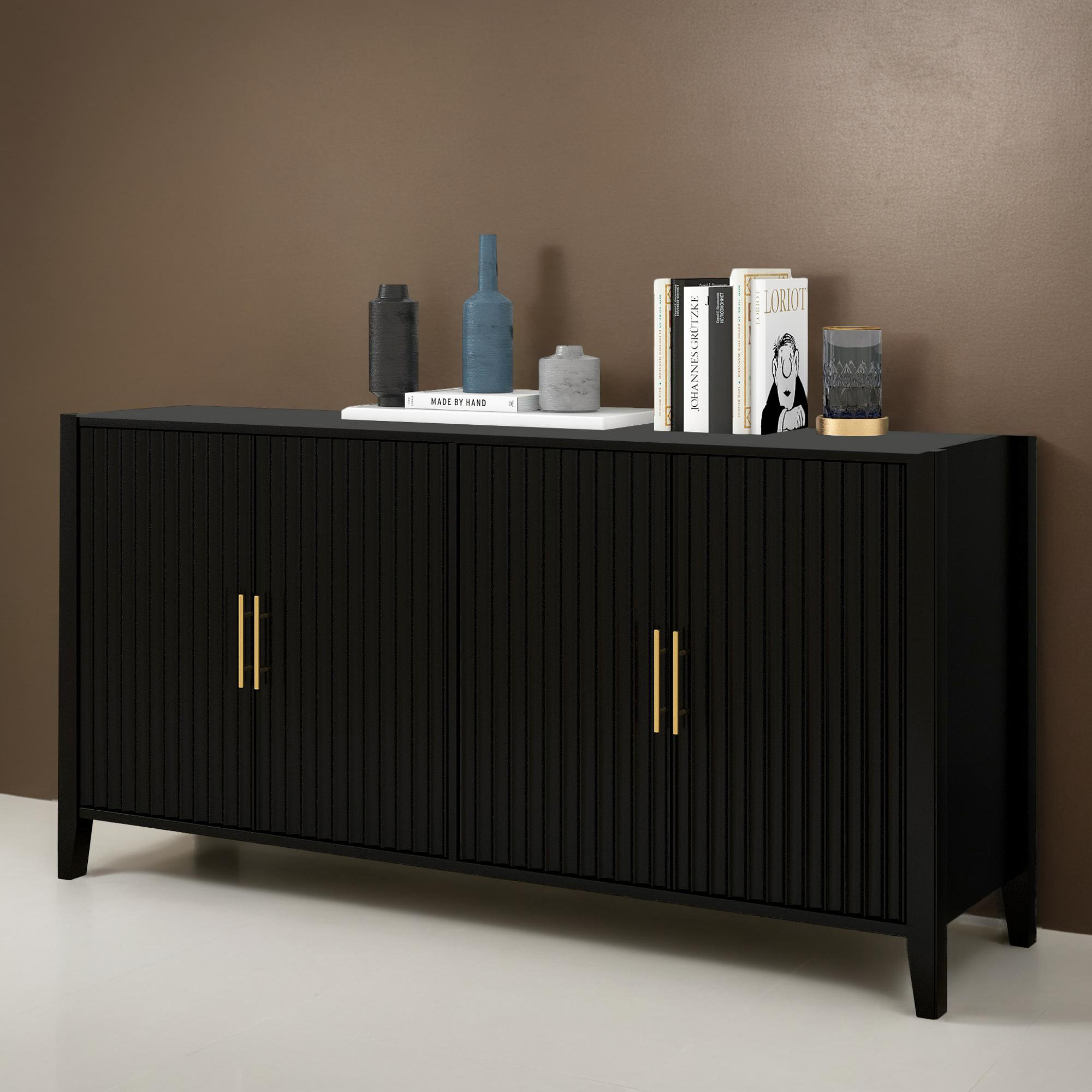 Everly Quinn 63" Kitchen Storage Sideboard Buffet Cabinet Console Table ...