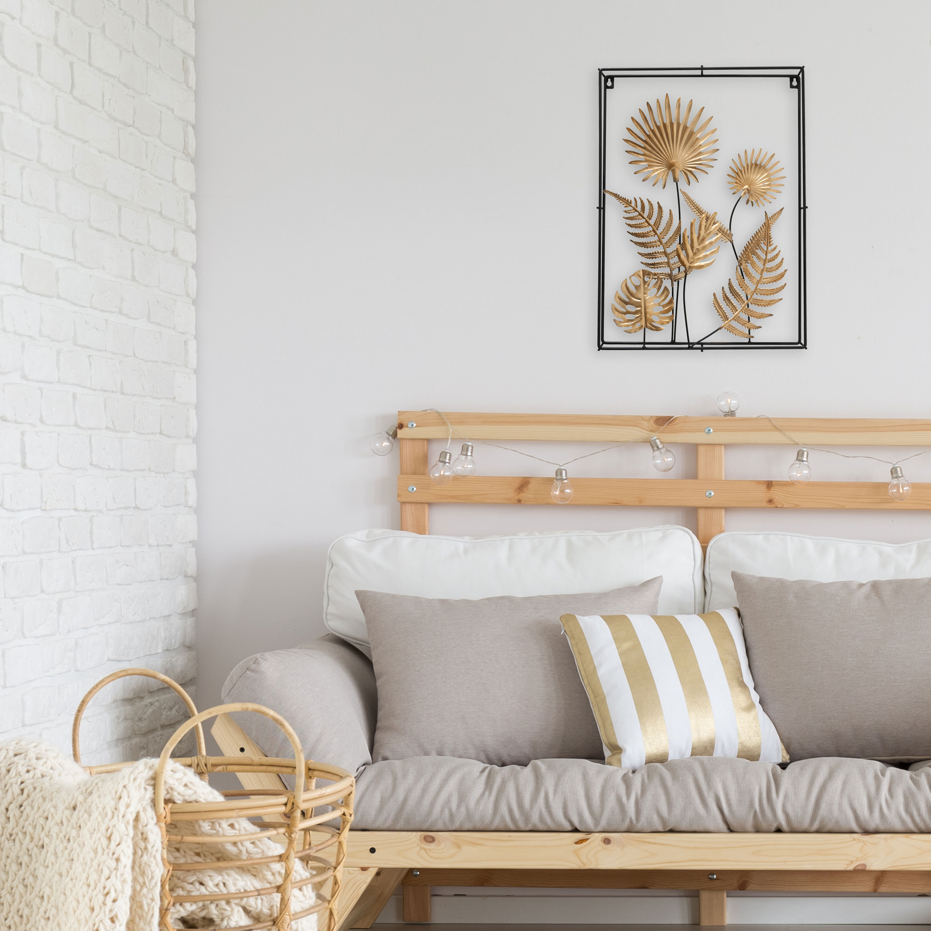 Rosalind Wheeler Jungle Ferns Golden- Gilt Wall Art, 17 Inches ...