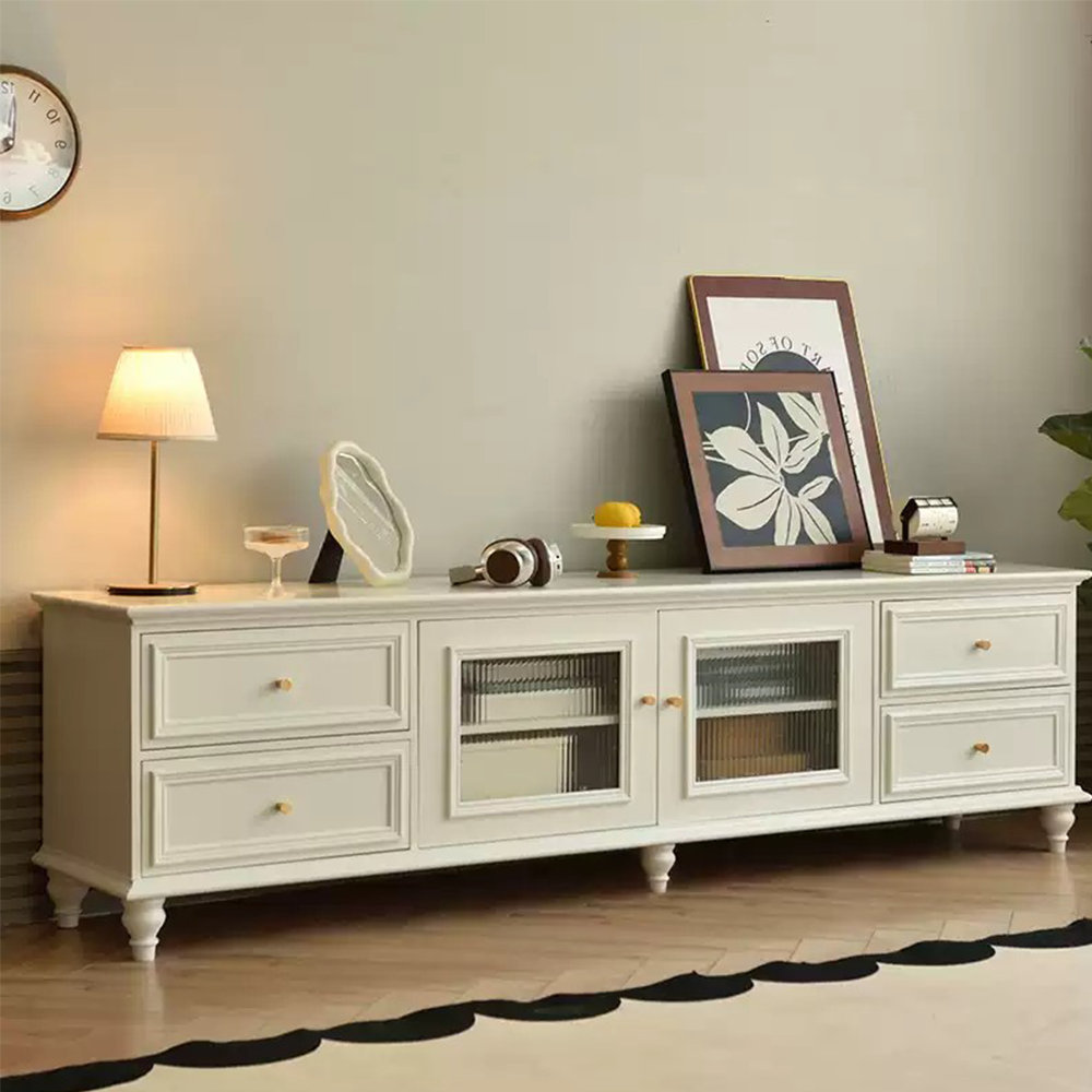 Creature B Comforts Elegant TV Cabinet with Metal Handles Solid Wood ...