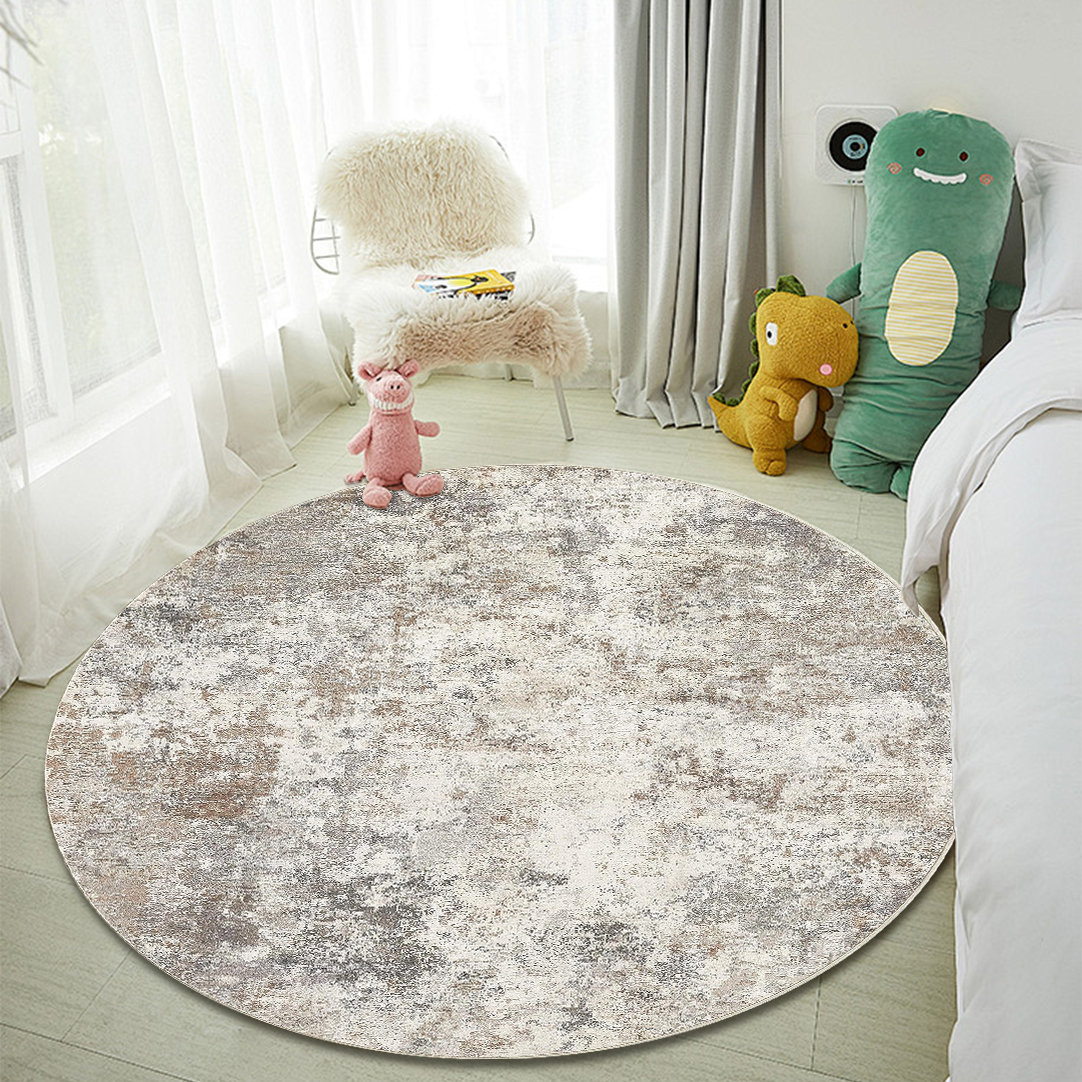 17 Stories Modern Abstract Round Rug – Non-Slip Washable Carpet For ...