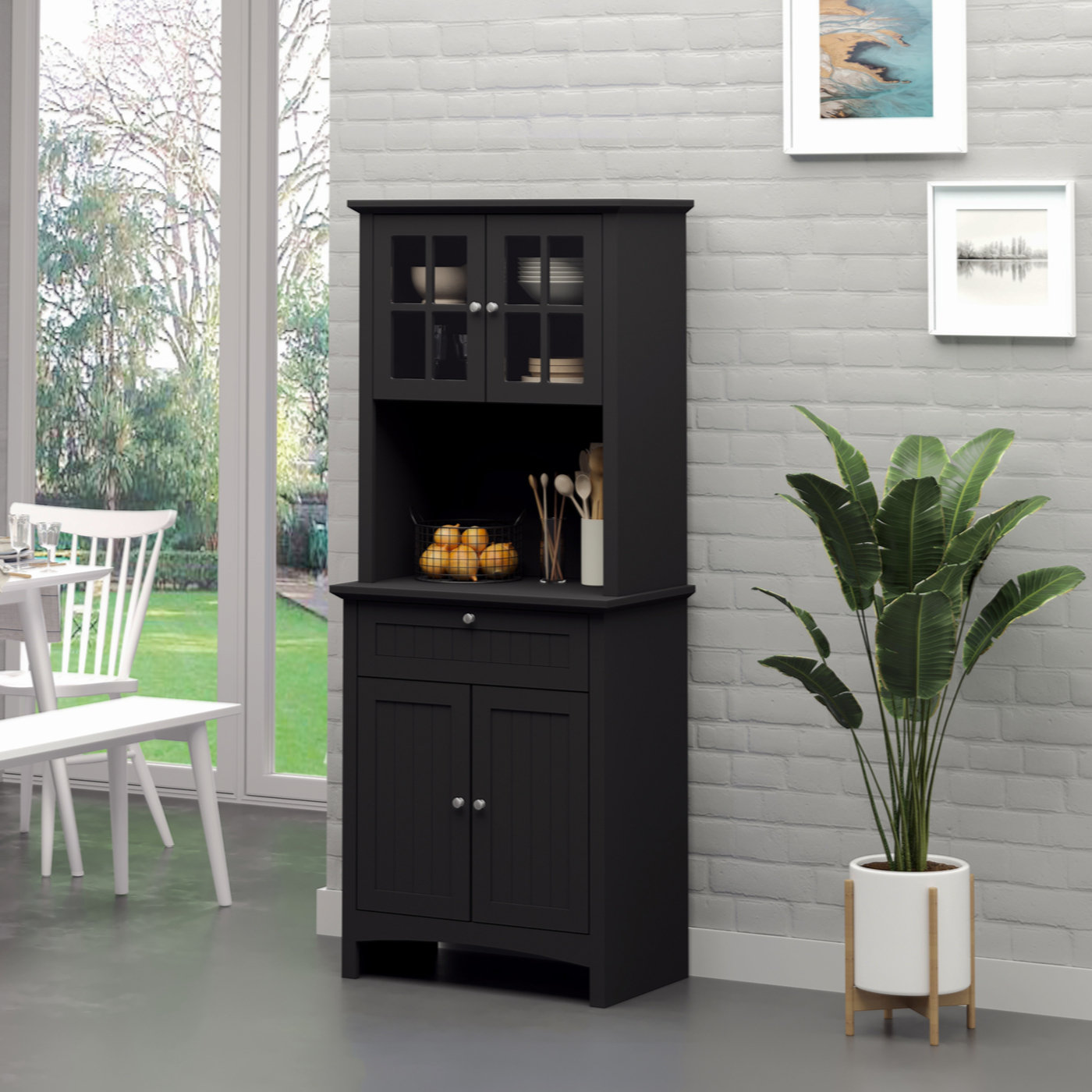 Lark Manor™ Barnathan Buffet With Hutch, Kitchen Pantry Storage Cabinet ...