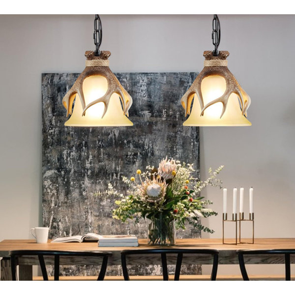 Loon Peak® Mini Farmhouse Deer Horn Antler Pendant Light Fixture ...