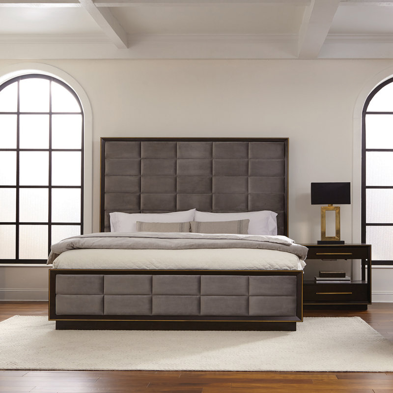 Hokku Designs Devdhari Tufted Upholstered Platform Bed in Smoked ...