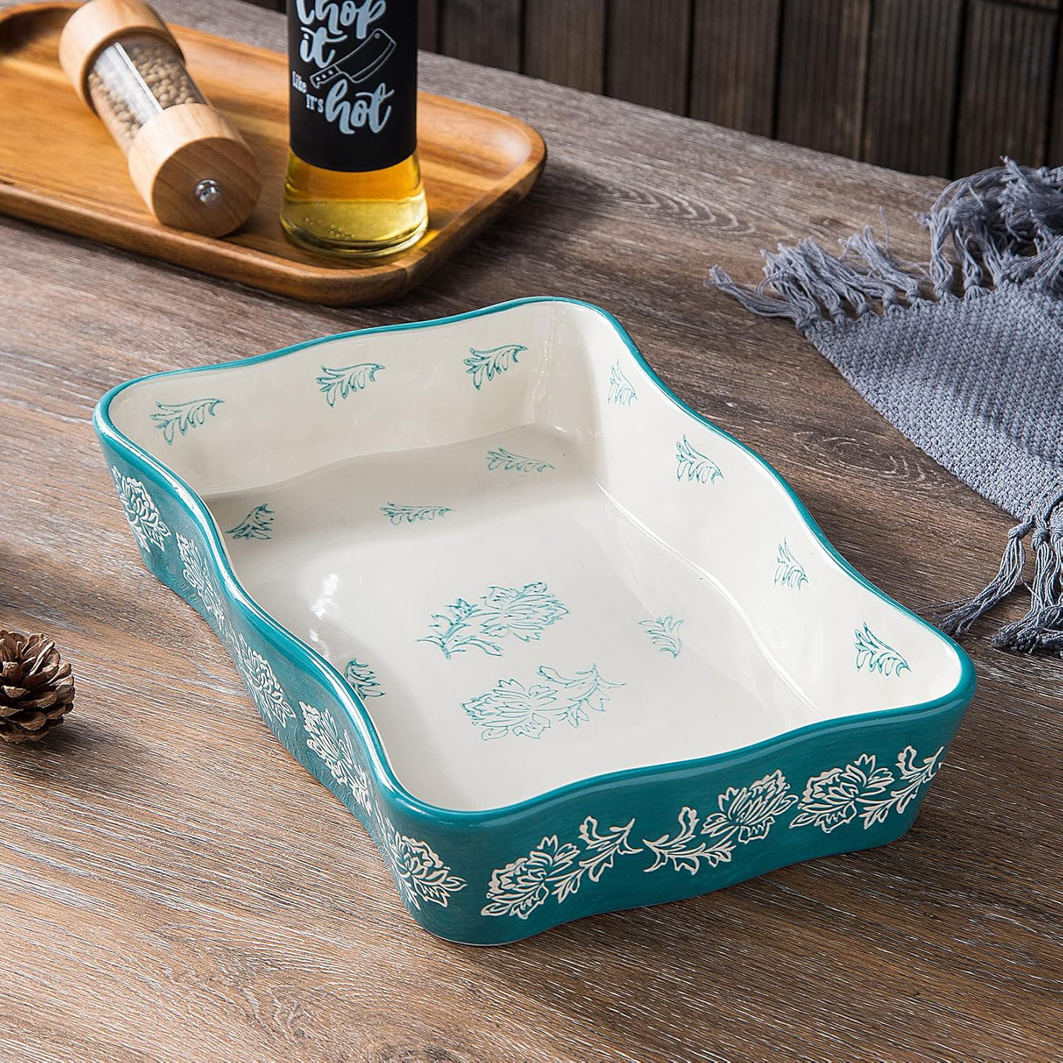 Adeco Trading Baking Dish Casserole Dish Ceramic Lasagna Pan 2-Pcs Bakeware Sets Baking Dishes ...