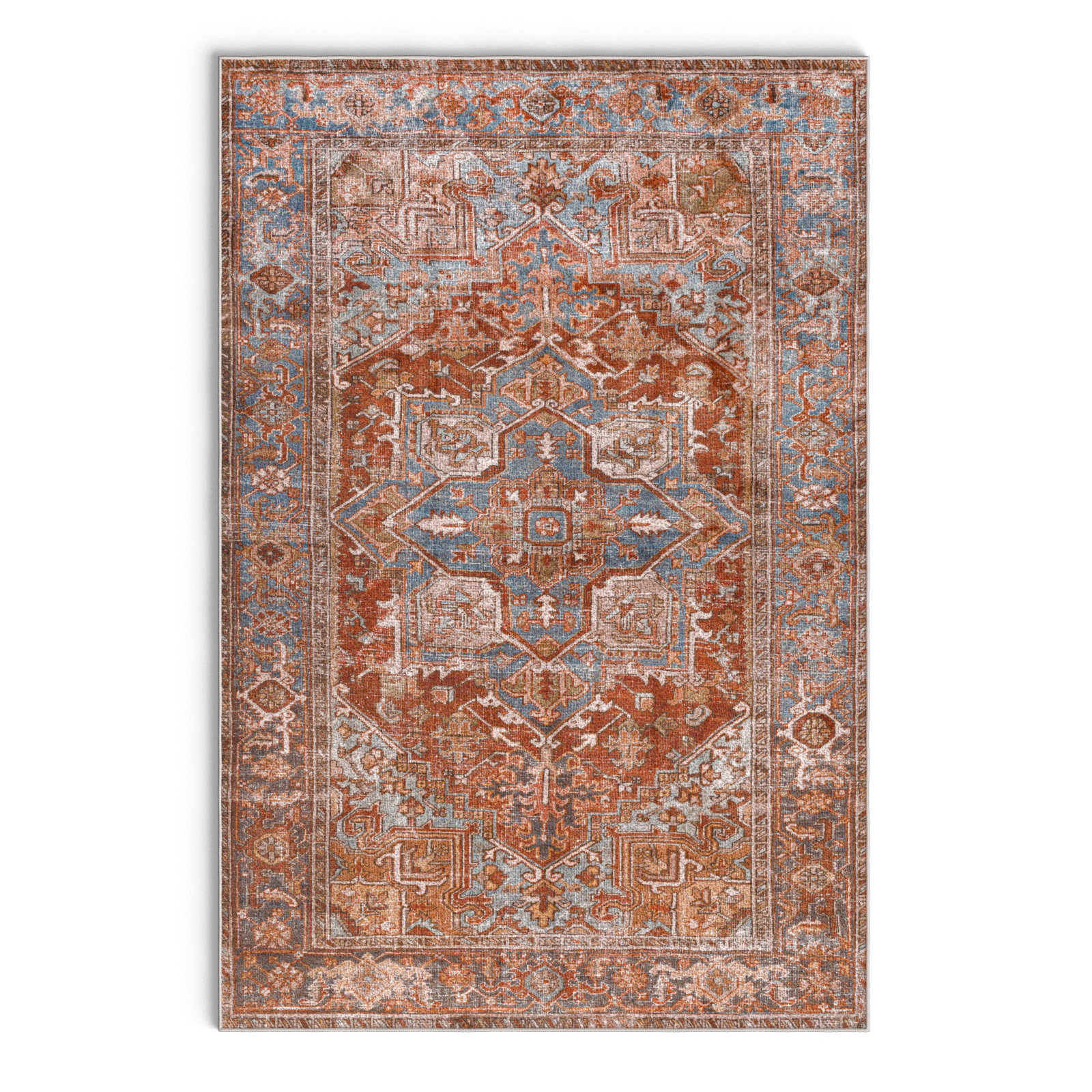 Joss & Main Mags Oriental Brick Red/Blue/Tan Area Rug & Reviews | Wayfair
