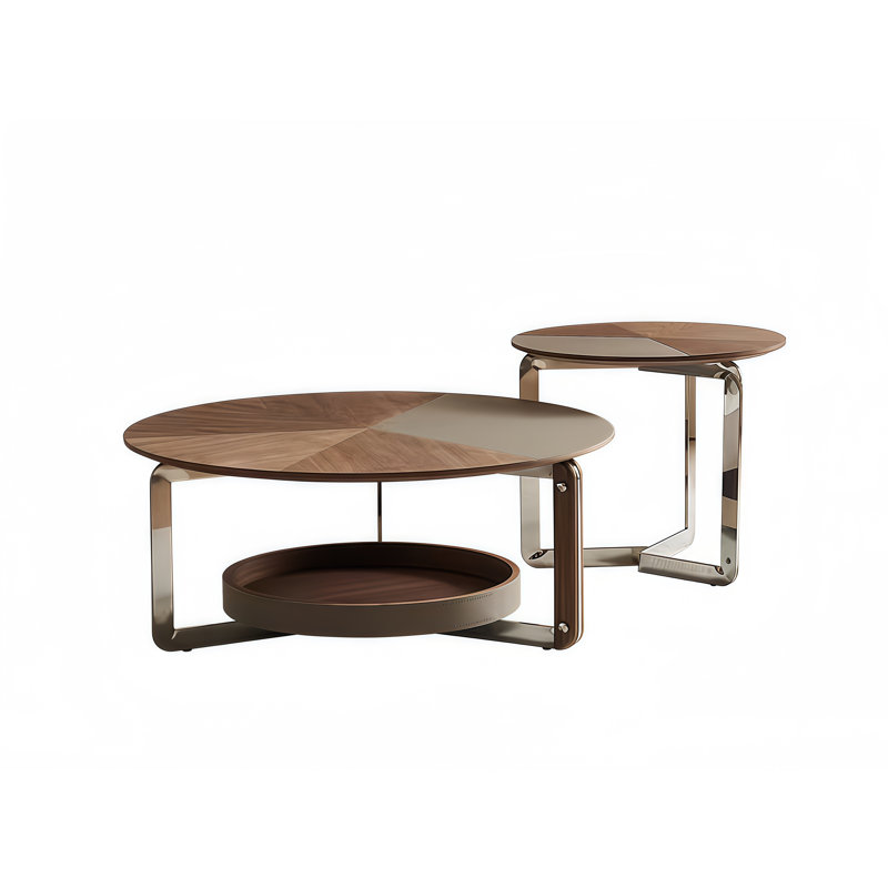 Brayden Studio® Round Combination Colorblock Coffee Table For Living ...