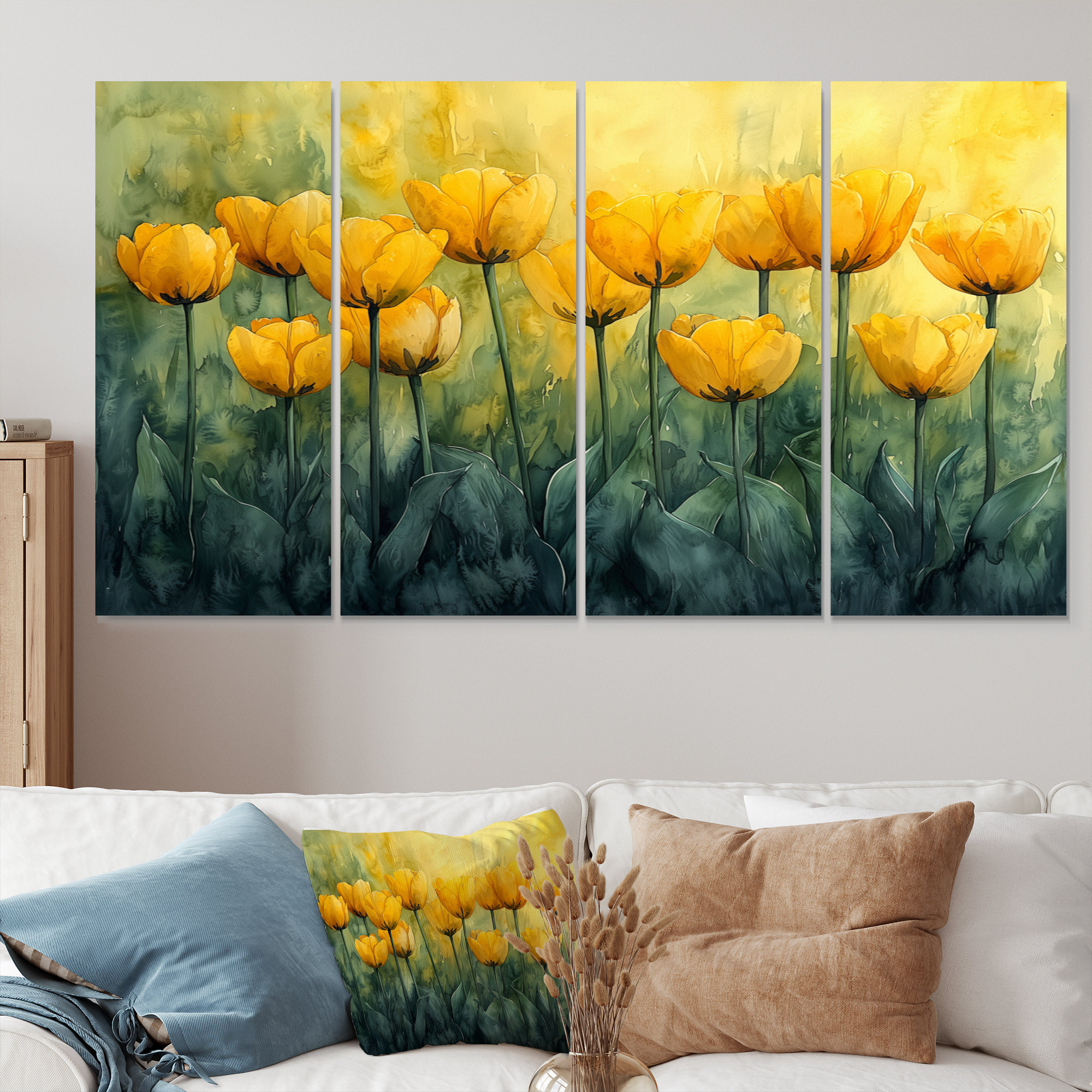 Winston Porter Watercolors Tulips Bouquet Of Summer Blooms I - Tulips ...