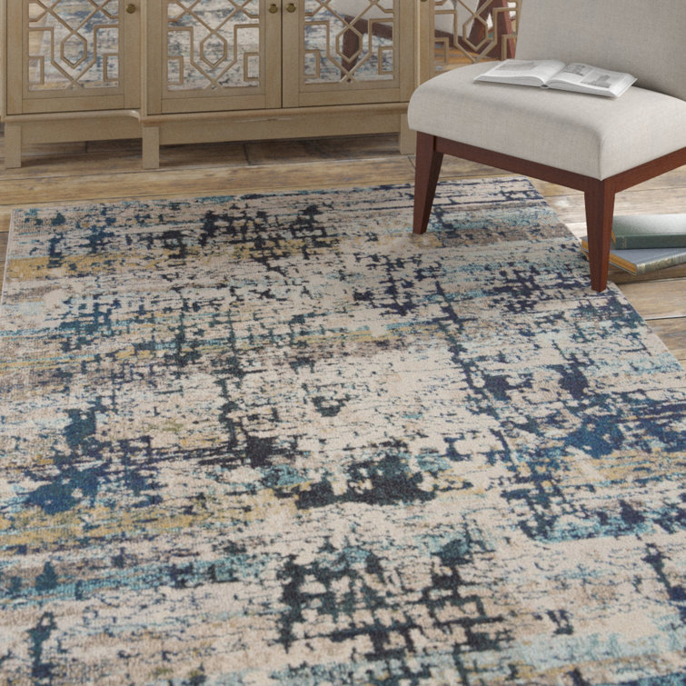 Langley Street Felty Abstract Cream/Blue Area Rug & Reviews | Wayfair