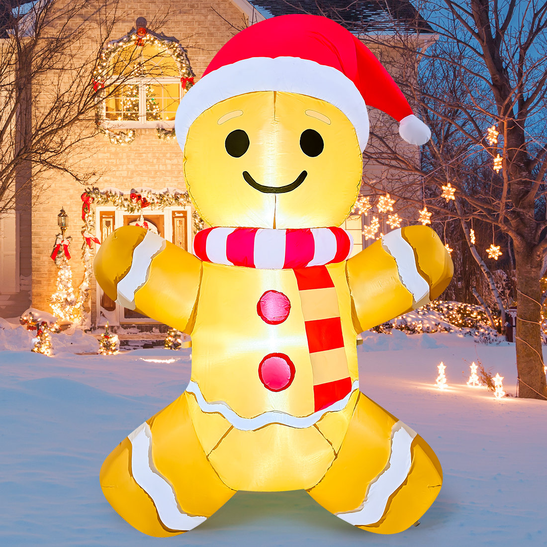 Charlton Home® Christmas Inflatables 5.9 Ft Inflatable Gingerbread Man ...