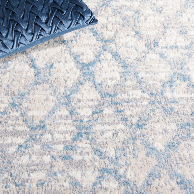 Sand & Stable™ Peabody Geometric Blue/Ivory Area Rug & Reviews | Wayfair