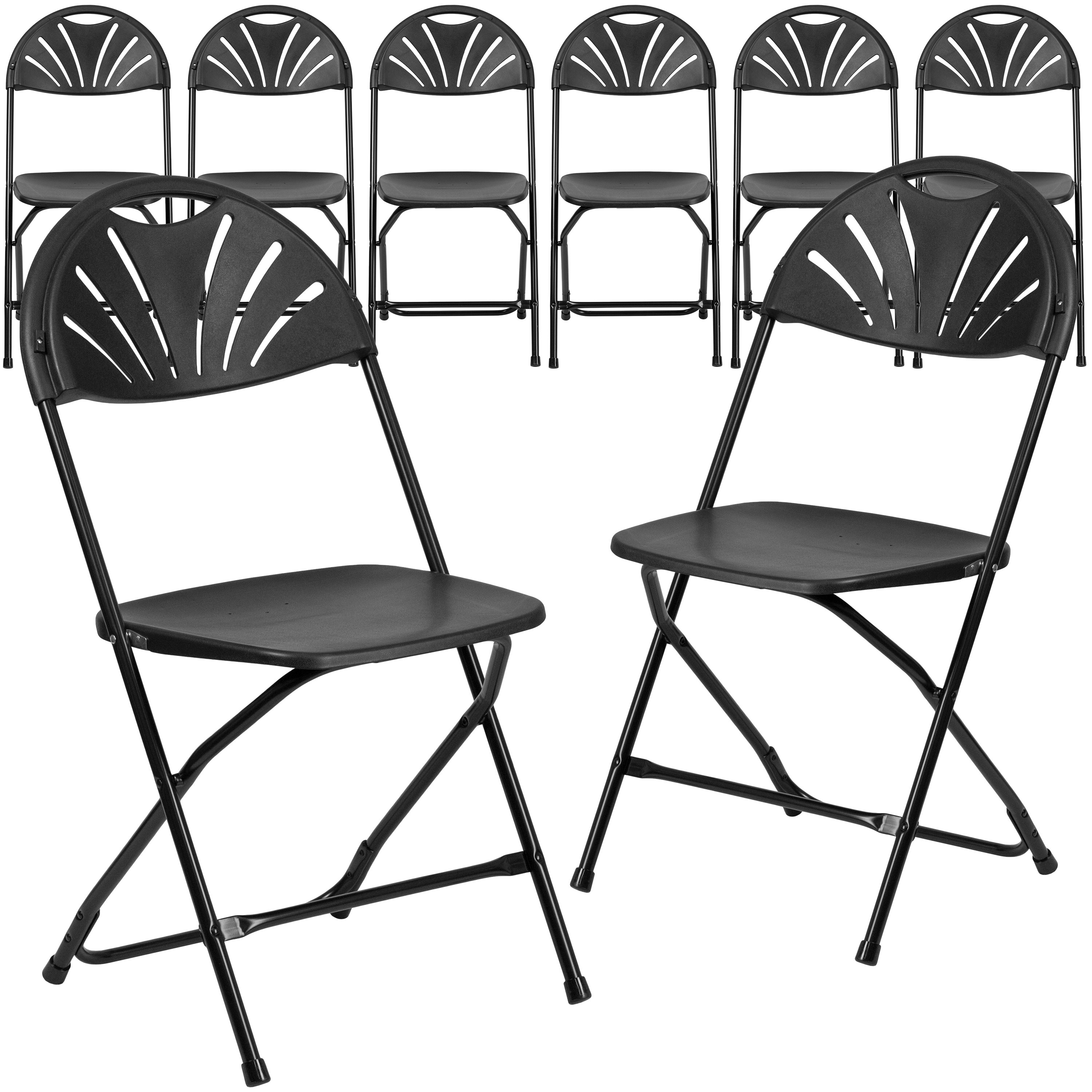 Flash Furniture Joaquin Plastic Fan Back Folding Event Chairs with ...