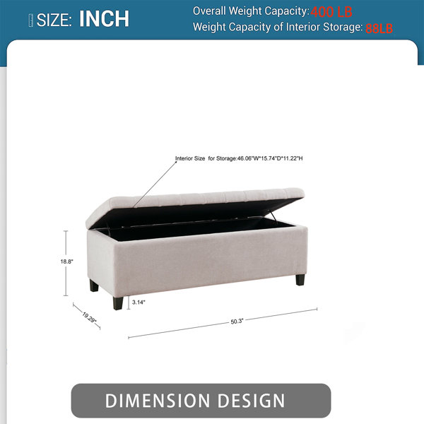 Hokku Designs Jahmere Polyester Upholstered Storage Bench | Wayfair